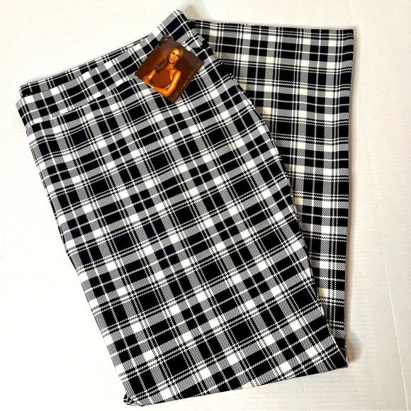 IMAN | Pants & Jumpsuits | Iman Global Chic Black White Plaid Pants 36 ...